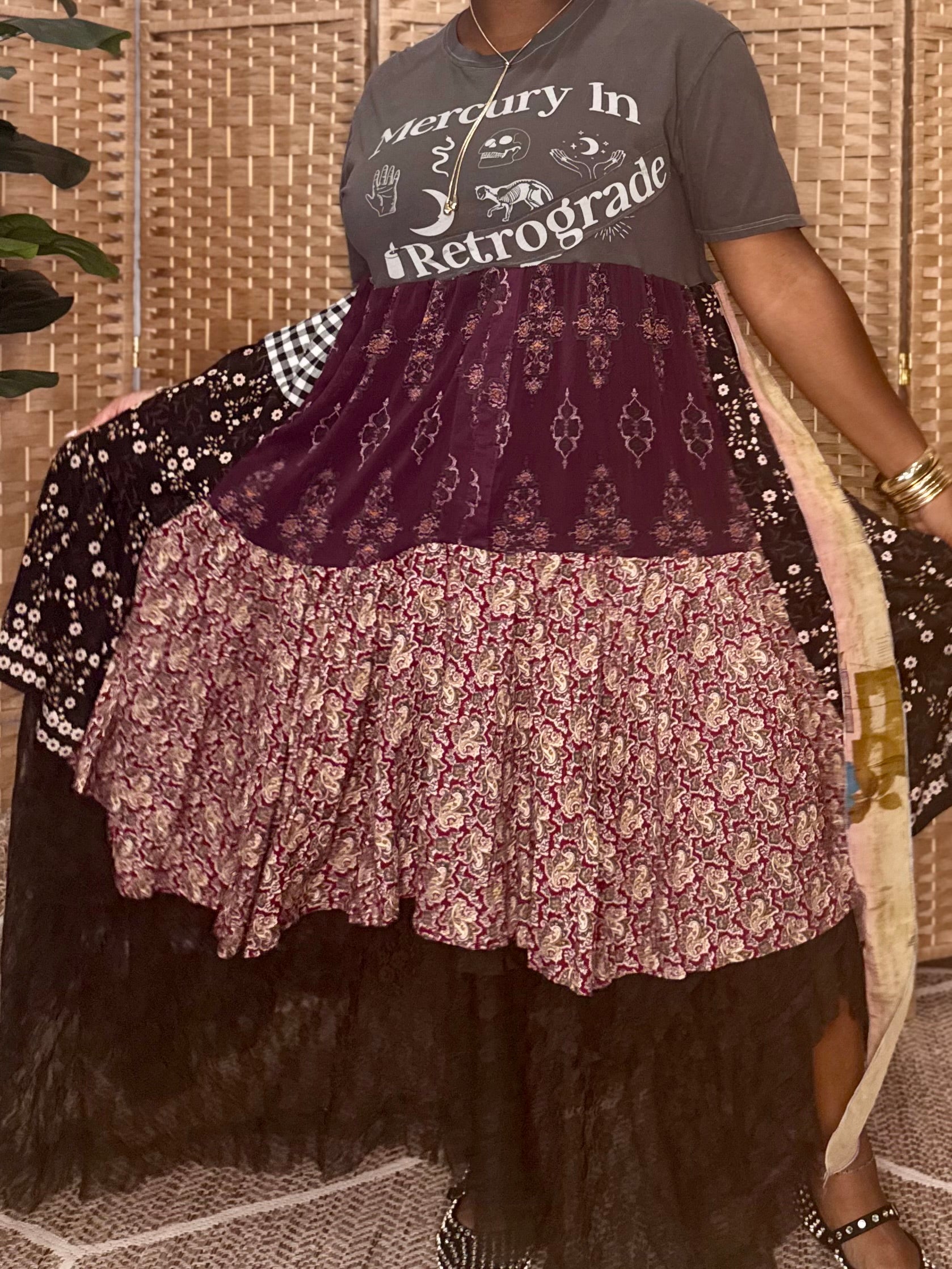 XXS-Medium Retrograde Maxi Tee – Patched Gal